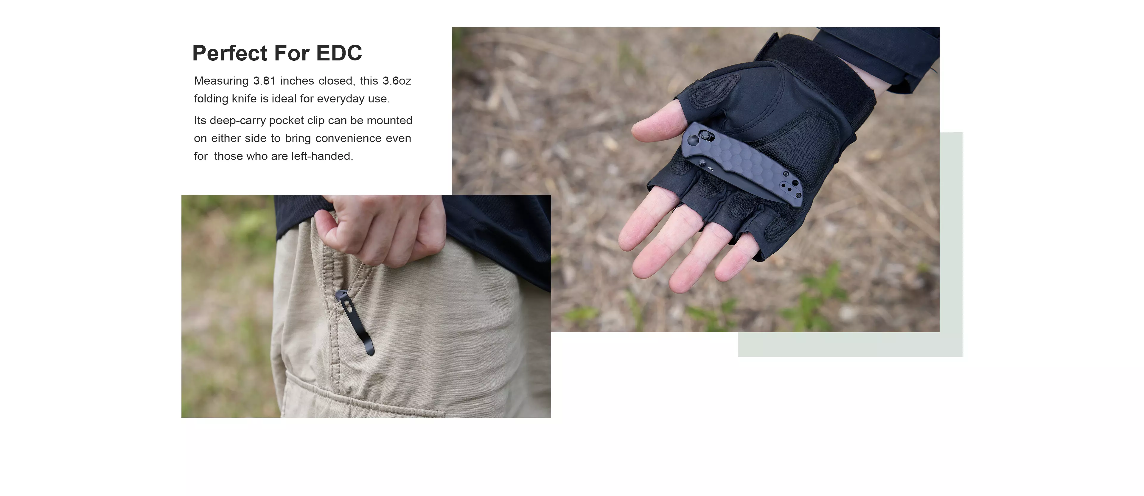 Rubato 3 EDC folding knife durable steel rail lock compact pocket tool ...